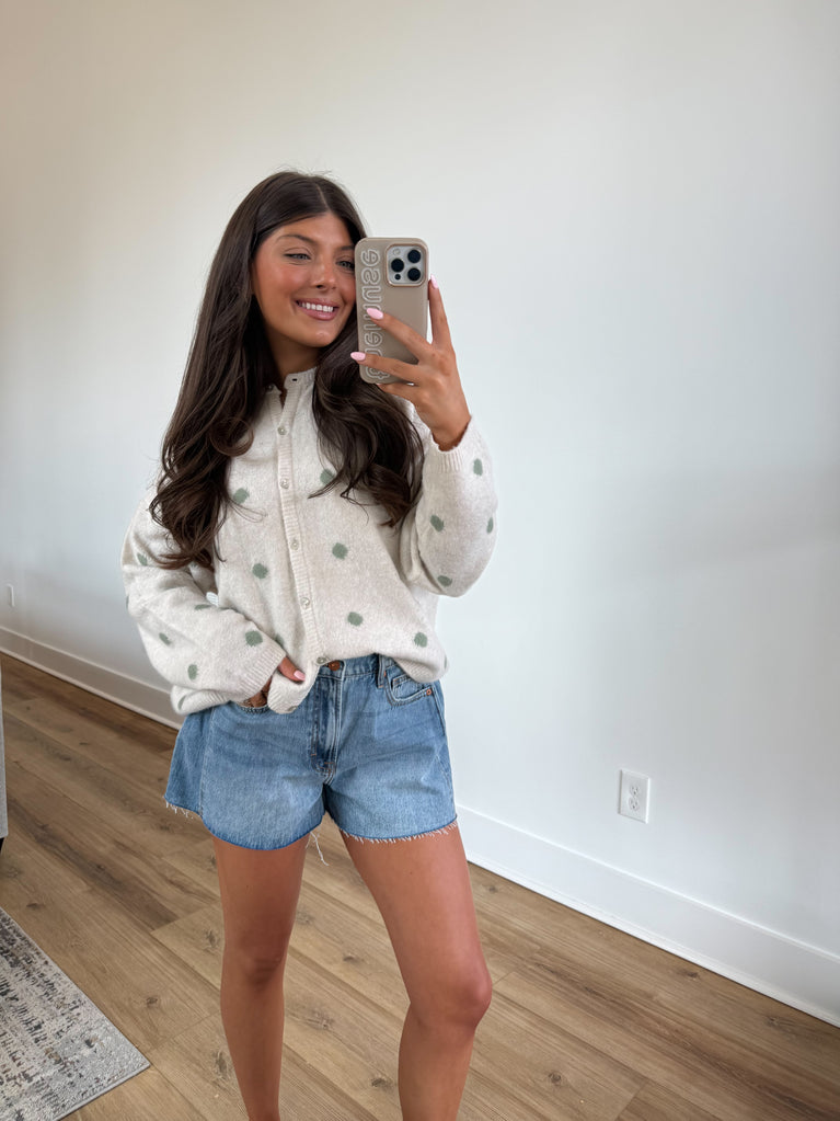 The Noelle Dot Cardi (Green) – Shop The Muse