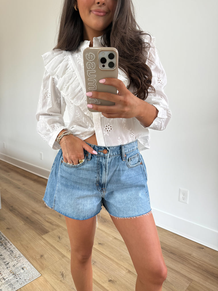 Denim Flare Shorts (Restock) – Shop The Muse